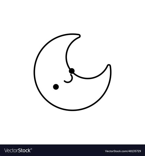 Cute Smiling Crescent Moon Cartoon Character Icon Vector Image