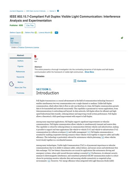Ieee 802 15 7 Compliant Full Duplex Visible Light Communication