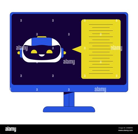 Chatbot Ai Computer Display 2d Linear Cartoon Object Stock Vector Image And Art Alamy