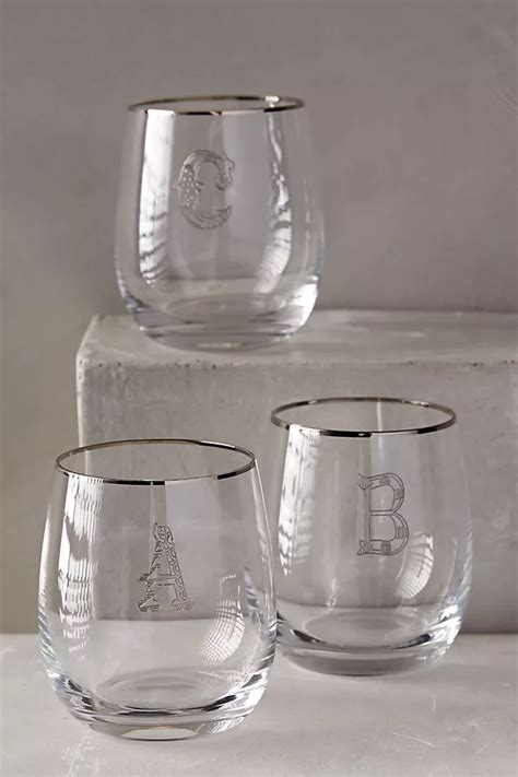 Etched Monogram Glass Anthropologie