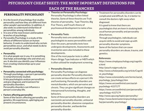 Psychology Cheat Sheet Pdf