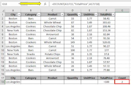 How To Use The Excel DCOUNT Function