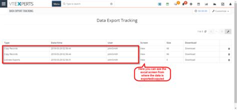 Vtiger Data Export Tracker Extension For Vtiger