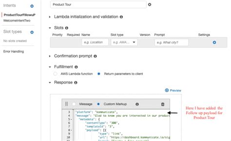 Amazon Lex Bot Add Rich Message Button Response Kommunicate