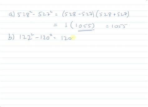 SOLVED Formulas Use The Difference Of Squares Formula A B A B A B To Evaluate The