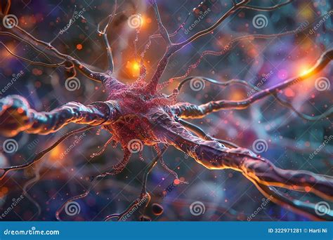 Generative Ai Image Of Cell Of Connected Neural Nerve Network System