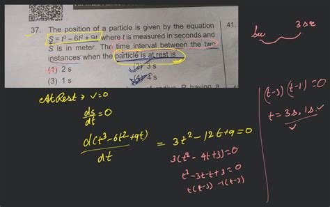 The Position Of A Particle Is Given By The Equation S T3−6t2 9t Where T