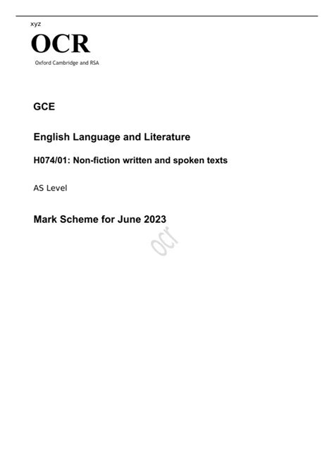 OCR AS Level English Language And Literature EMC PAPER 1 And 2 JUNE 2023 QUESTION PAPERS AND
