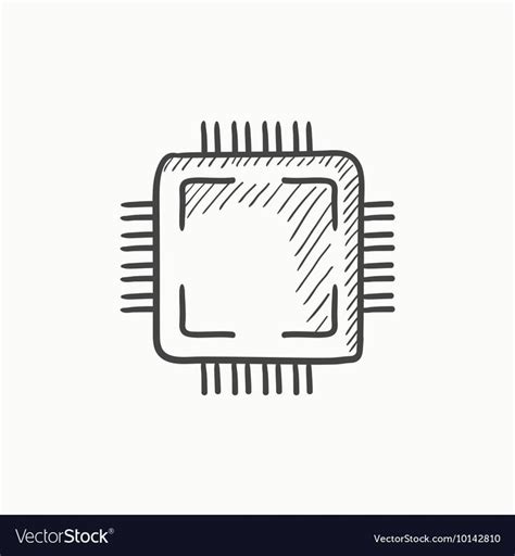 Cpu Sketch Icon Vector Image On Vectorstock Sketch Icon Vector Sketch Sketches
