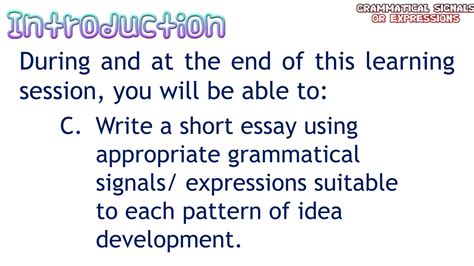 Appropriate Grammatical Signals Or Expressions Pptx