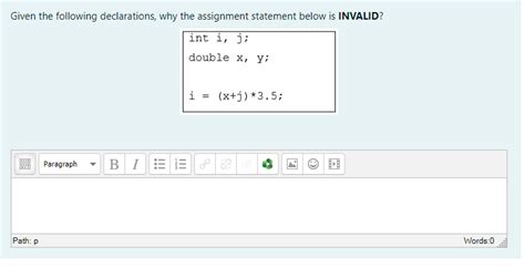 Solved Given The Following Declarations Why The Assignment