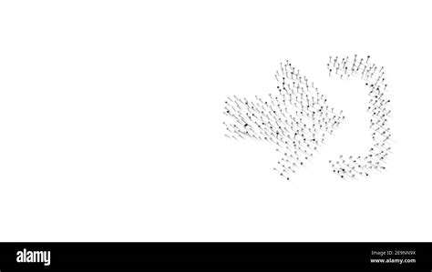 3d Rendering Of Nails In Shape Of Symbol Of Right Arrow With Direction In Profile With Shadows