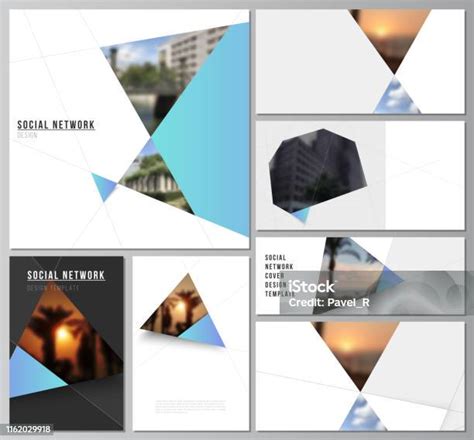 인기있는 형식의 현대 소셜 네트워크 모형의 최소한의 추상 벡터 레이아웃 파란색 삼각형과 삼각형 모양의 창조적 인 현대적인 배경 심플한 디자인 장식 개념에 대한 스톡 벡터