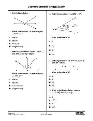 Geometry Semester Practice Exam Fill And Sign Printable Template Online