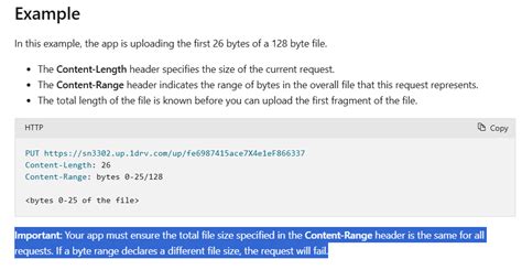 call onedrive api to upload a file with an unknown total size but