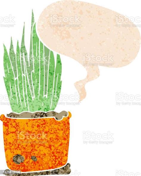 그런 지 고민 복고풍 질감 스타일의 연설 거품이 있는 만화 집 식물 귀여운에 대한 스톡 벡터 아트 및 기타 이미지 귀여운 그런지 이미지 기법 기포 Istock