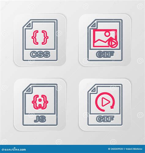 set line file document js and css icon vector stock illustration