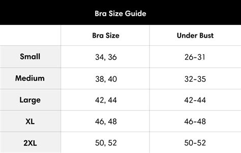 Jockey Bra Size Chart