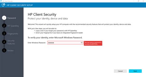 Solved Hp Client Security Setup Incorrect Password But It Is Corre Hp Support Community