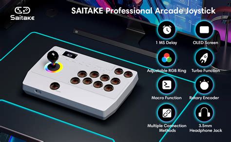 Saitake Wireless Arcade Fight Stick Joystick For Pcandroidiosswitch