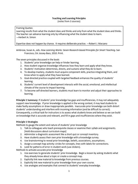 Teaching And Learning Principles Pdf Knowledge Learning