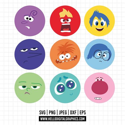 1464 Inside Out 2 In Circles Pack Bundle Svg Eps Png Inside Out 2 New Characters Clipart