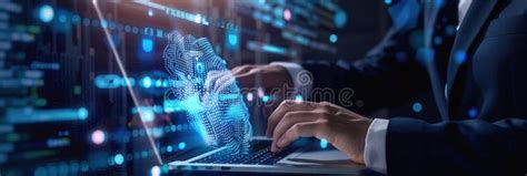 A Professional Engages In Cyber Security Tasks Utilizing A Laptop To Protect Data While