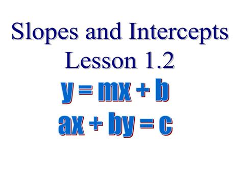 Ppt Slopes And Intercepts Lesson 12 Powerpoint Presentation Free