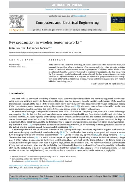 pdf key propagation in wireless sensor networks