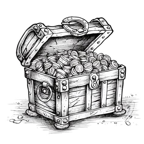 손으로 그린 보물 상자 그림 프리미엄 Ai 생성 벡터