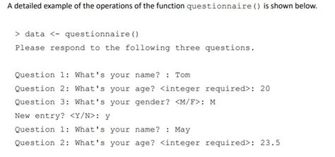 Solved 1 Write A Function Named Questionnaire And Ask Chegg Com