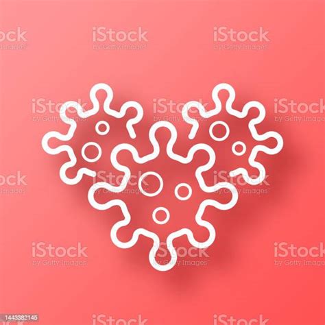 코로나 바이러스 세포 그림자가 있는 빨간색 배경의 아이콘 3차원 형태에 대한 스톡 벡터 아트 및 기타 이미지 3차원 형태