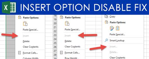 re enable insert option in excel fix disabled or grayed out insert