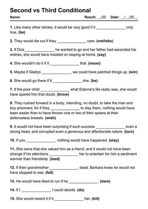 101 second vs third conditional pdf worksheets with answers grammarism