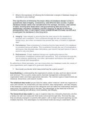 Importance Of Database Design Fundamentals And Data Modeling For Course Hero