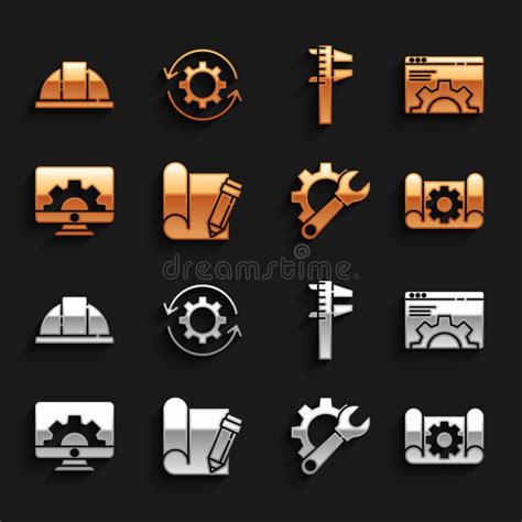 Set Graphing Paper And Pencil Browser Setting Gear Wrench Spanner Computer Monitor Calliper