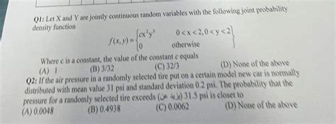Solved Q1 Let X And Y Are Jointly Continuous Random