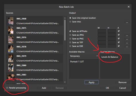why isn t affinity photo s batch job not applying macros pre v2