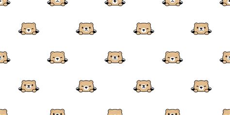 곰 극선 완벽 한 패턴 구멍 벡터 착한 애 테디 만화 낙서 타일 배경 선물 포장지 반복 벽지 스카프 외딴 일러스트 레이 션 디자인 구멍에 대한 스톡 벡터 아트 및 기타