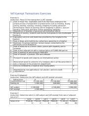 VAT Exempt Transactions Exercises Docx VAT Exempt Transactions Exercises Exercise A
