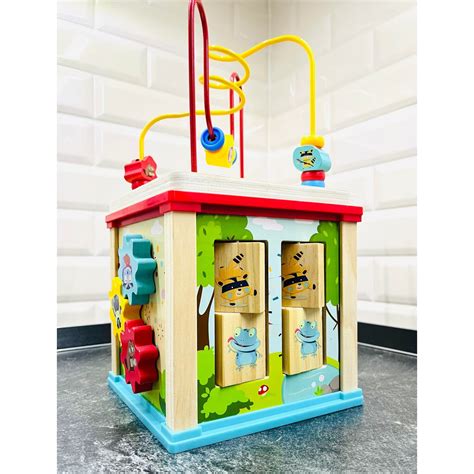 Cub Educativ Cu Activitati Montessori Din Lemn 5 In 1 Kuniboo Emag Ro