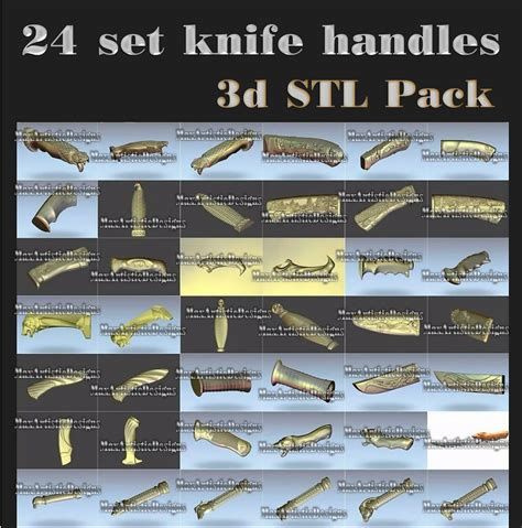 24 Set Knife Handles 3d Model Stl Furniture Decoration Stl Bas Etsy
