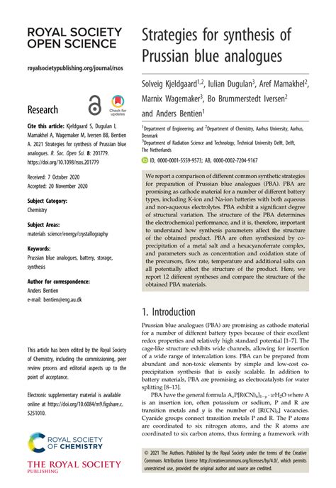 Pdf Strategies For Synthesis Of Prussian Blue Analogues