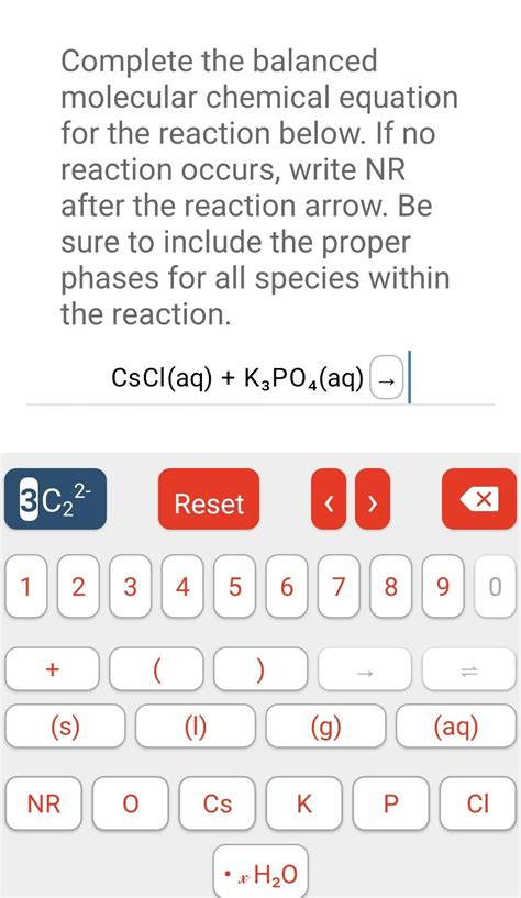 Solved Complete The Balanced Molecular Chemical Equation For