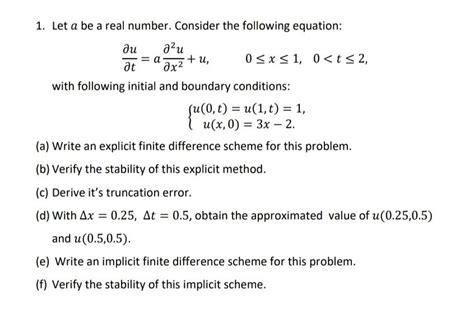 Solved Let A Be A Real Number Consider The Following Chegg
