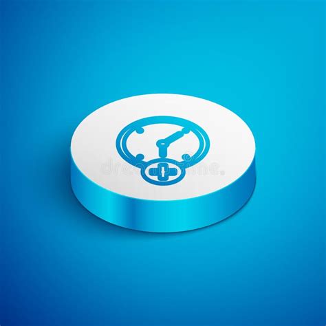 Isometric Line Clock Delete Icon Isolated On Blue Background Time Symbol White Circle Button