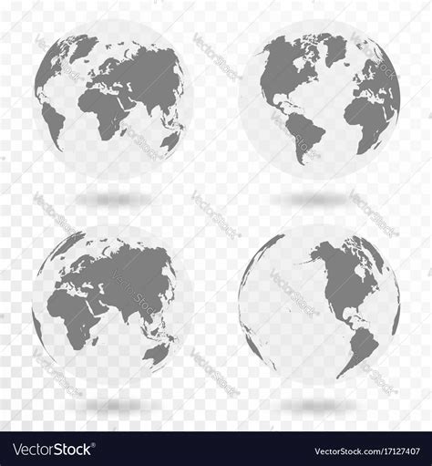 Planet Earth Icon Set Globe Isolated Royalty Free Vector