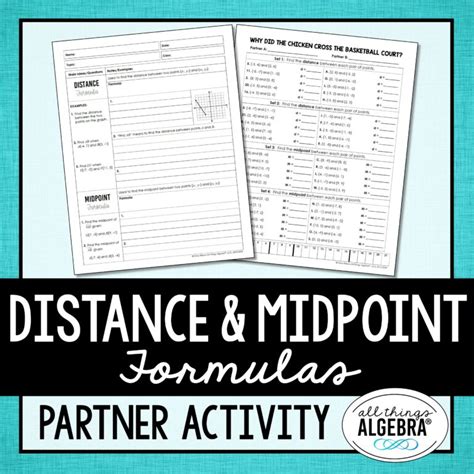 Distance Formula And Midpoint Formula Notes Riddle Activity All Things Algebra