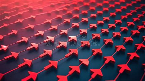 A Striking Pattern Of Red Arrows Is Geometrically Arranged On A Blue Surface Creating A Dynamic