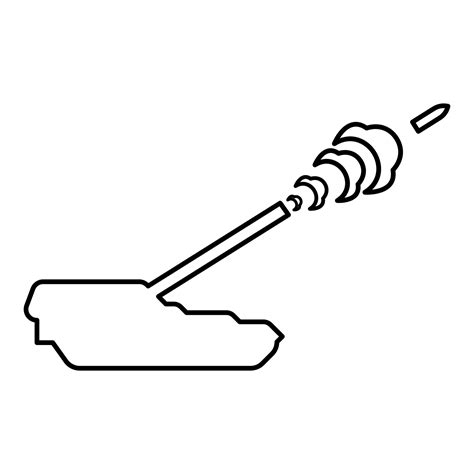 Self Propelled Howitzer Artillery System Archer Shoots Projectile Shell Contour Outline Line